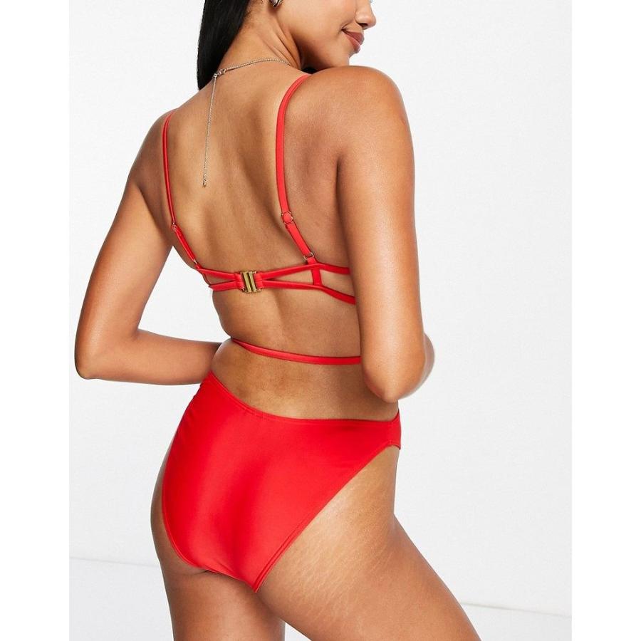 エイソス (ASOS DESIGN) レディース ワンピース 水着・ビーチウェア Asos Design Cut Out Plunge Swimsuit With Trim Detail In ...