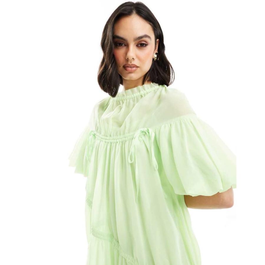 エイソス (ASOS DESIGN) レディース ワンピース Asos Design Oversize Maxi Smock Dress With Ruched Channel Details ...