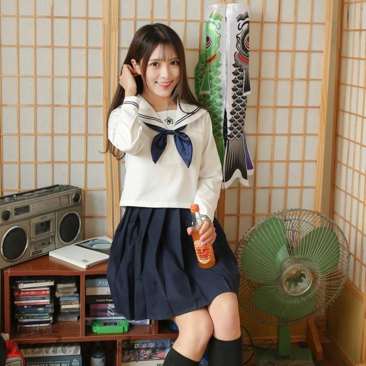 セーラー服長袖女子高生制服コスチューム白紺JK学生服仮装衣装S-2XLサイズ半袖×ミニスカート : NUMAQLO - 通販 - Yahoo!ショッピング