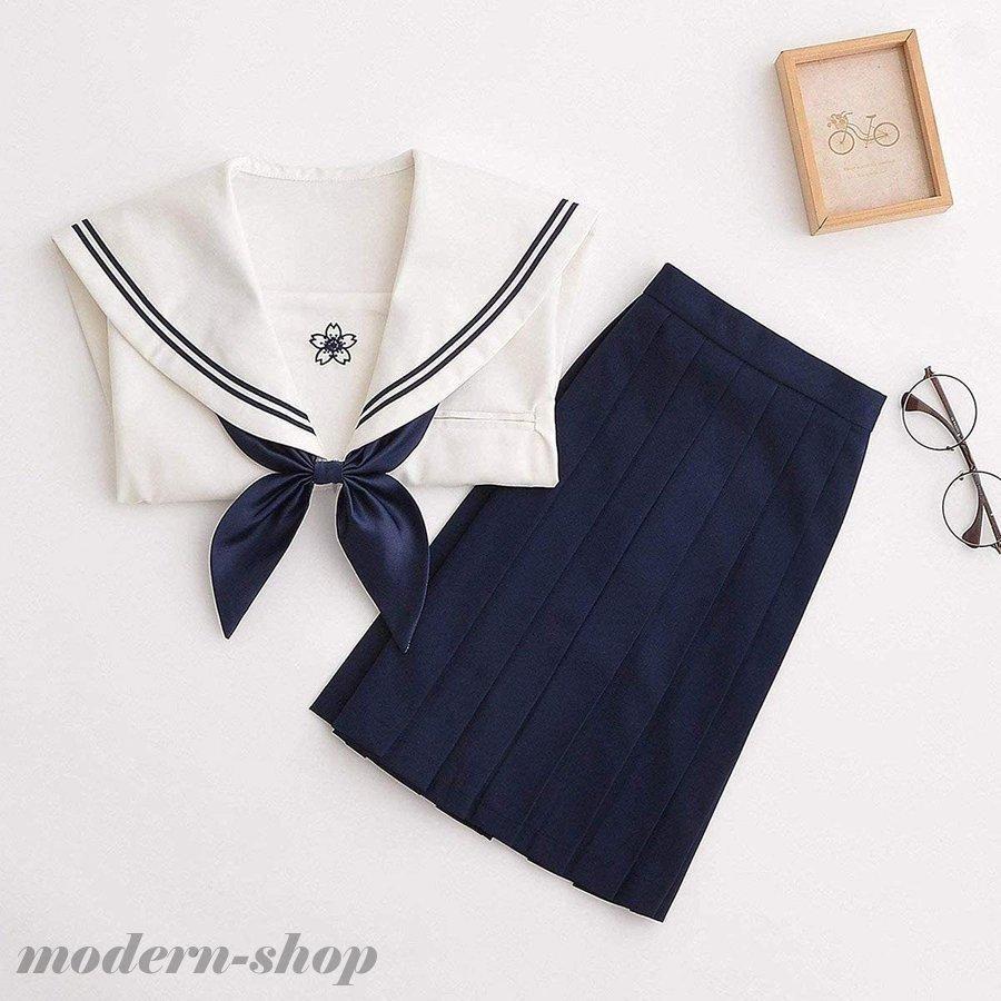 セーラー服長袖女子高生制服コスチューム白紺JK学生服仮装衣装S-2XLサイズ半袖×ミニスカート : NUMAQLO - 通販 - Yahoo!ショッピング