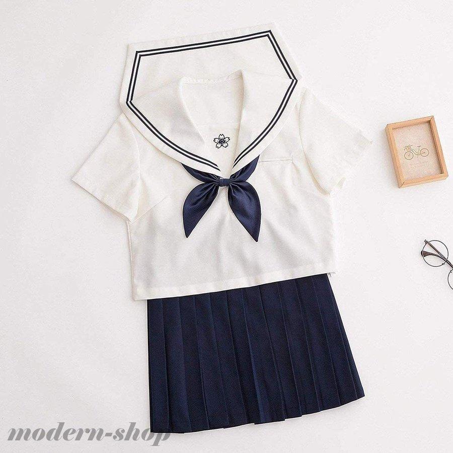 セーラー服長袖女子高生制服コスチューム白紺JK学生服仮装衣装S-2XLサイズ半袖×ミニスカート : NUMAQLO - 通販 - Yahoo!ショッピング