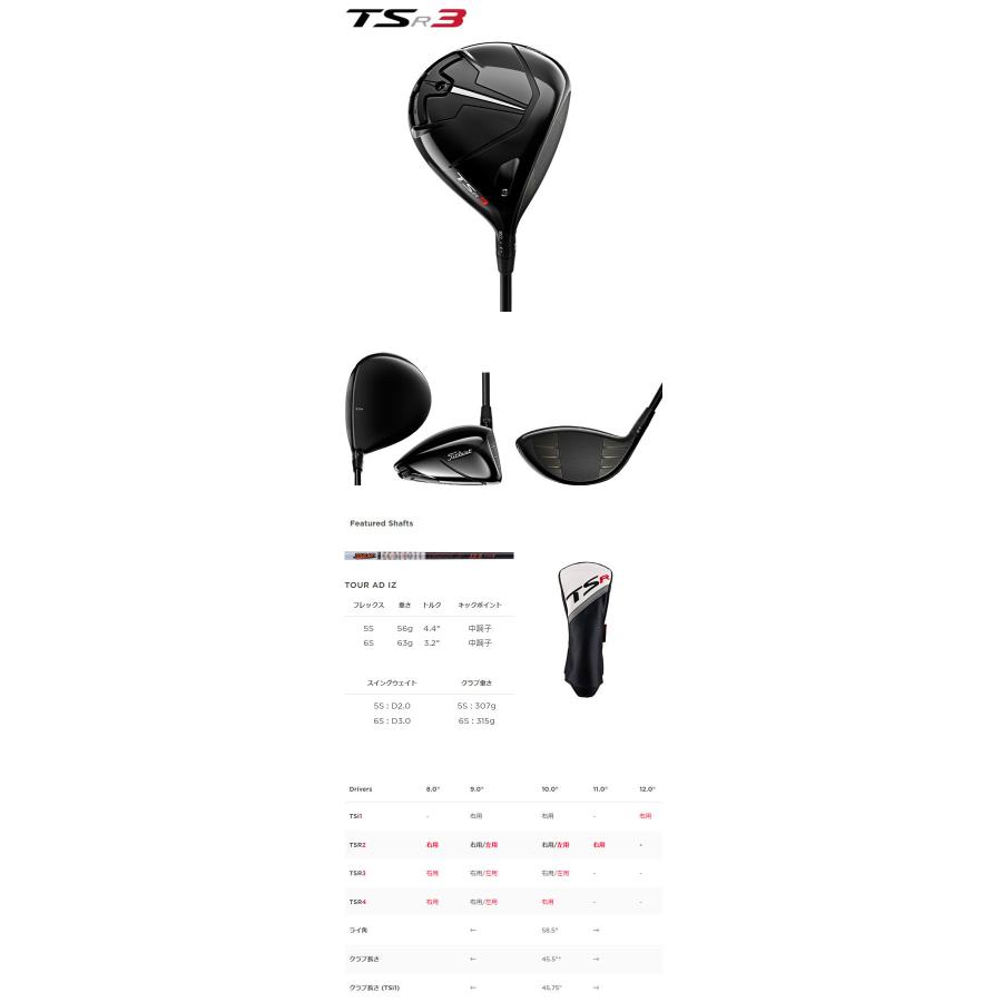 Titleist タイトリスト 2022 TSR3 ドライバー 日本仕様 Tour AD IZ（5S/6S）カーボンシャフト : ゴルフショップナンバーセブン - 通販 - Yahoo!ショッピング