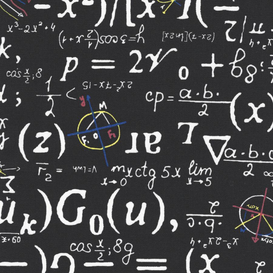 FUWARI 染布 オックス 第2弾 数式 ブラック地 5色 1m単位 生地 布 布地 コットン 入園 入学 生地通販 オックス生地 おしゃれ ...