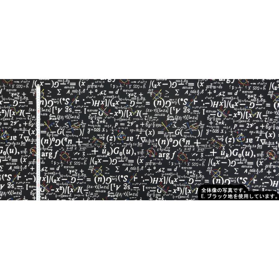 FUWARI 染布 オックス 第2弾 数式 ブラック地 5色 1m単位 生地 布 布地 コットン 入園 入学 生地通販 オックス生地 おしゃれ ...
