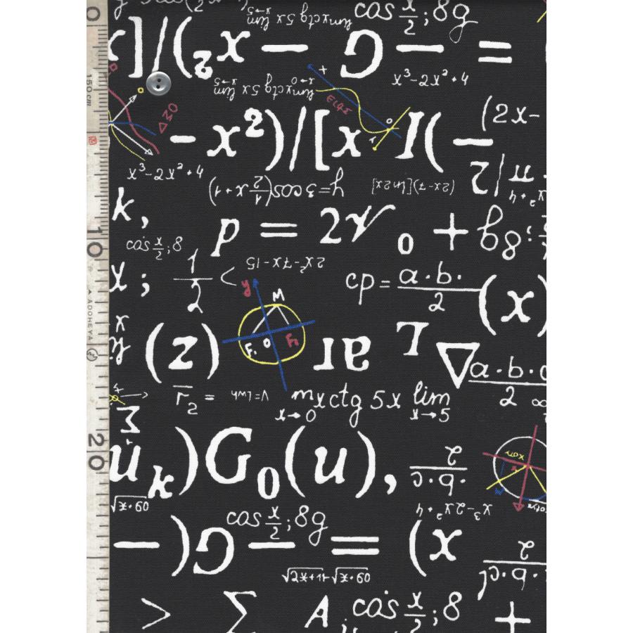 FUWARI 染布 オックス 第2弾 数式 ブラック地 5色 1m単位 生地 布 布地 コットン 入園 入学 生地通販 オックス生地 おしゃれ ...