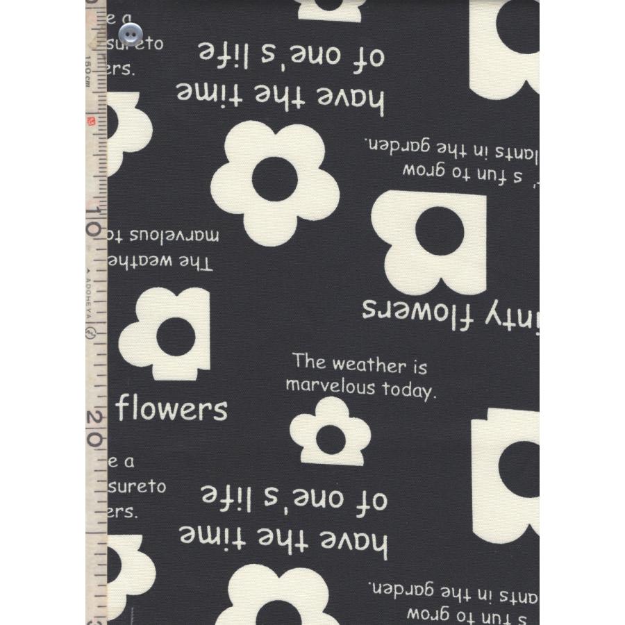 FUWARI 染布 オックス お花と英字 ブラック地 6色 1m単位 生地 布 布地 北欧 北欧風 花 花柄 英字 アルファベット レトロ かわいい : 生地商フエンツ布人 - 通販 ...