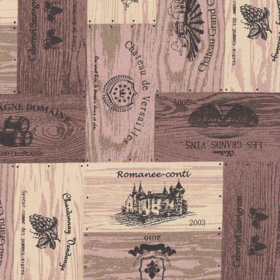 FUWARI 染布 オックス ワイン木箱 レッドパープル系 4色 1m単位 生地 布 布地 木目調 英字 アルファベット 男の子 女の子 おしゃれ セール 北欧 北欧風 : 生地商フエンツ布人 ...