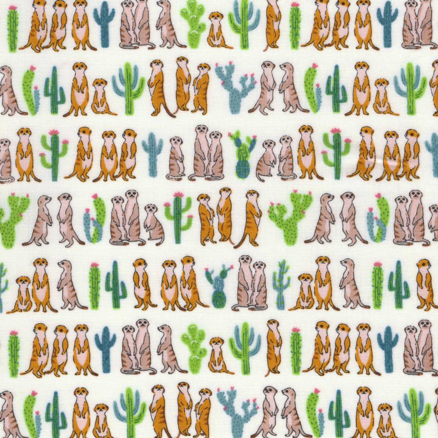 FUWARI 染布 スケアー ミーアキャット アイボリー系地 5色 1m単位 生地 布 布地 スケア かわいい 男の子 女の子 おしゃれ 柄 アニマル アニマル柄 : 生地商フエンツ布人 ...