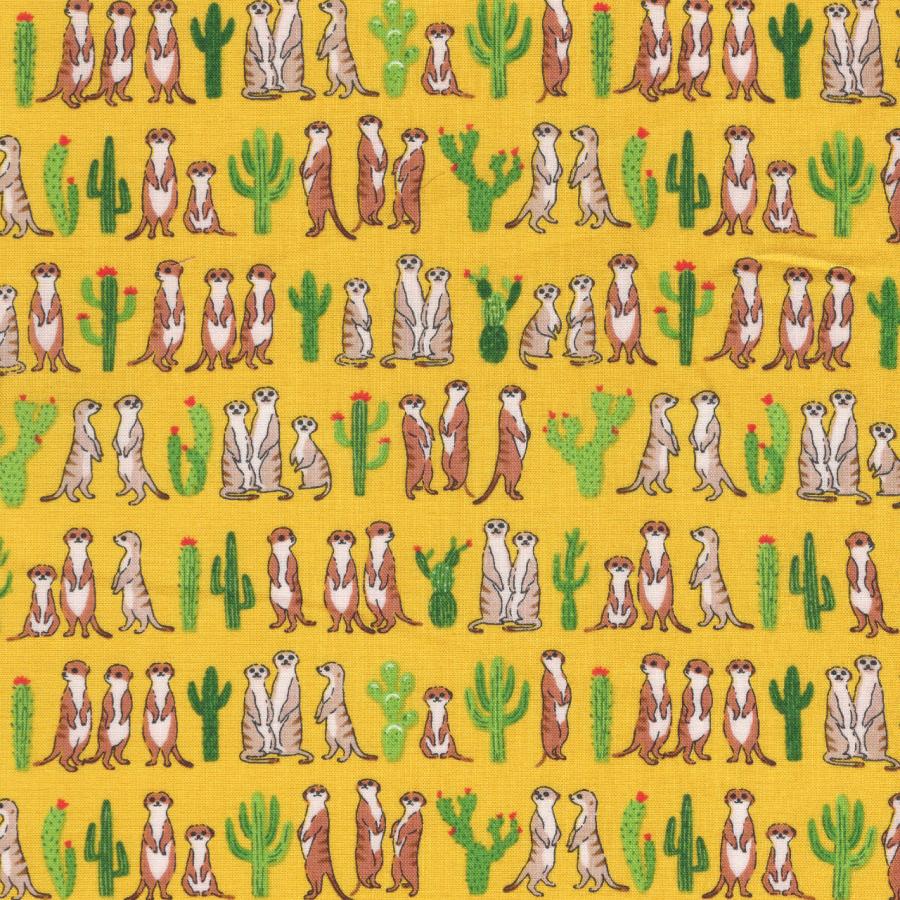 FUWARI 染布 スケアー ミーアキャット イエロー系地 5色 1m単位 生地 布 布地 スケア かわいい 男の子 女の子 おしゃれ 柄 アニマル アニマル柄 : 生地商フエンツ布人 ...