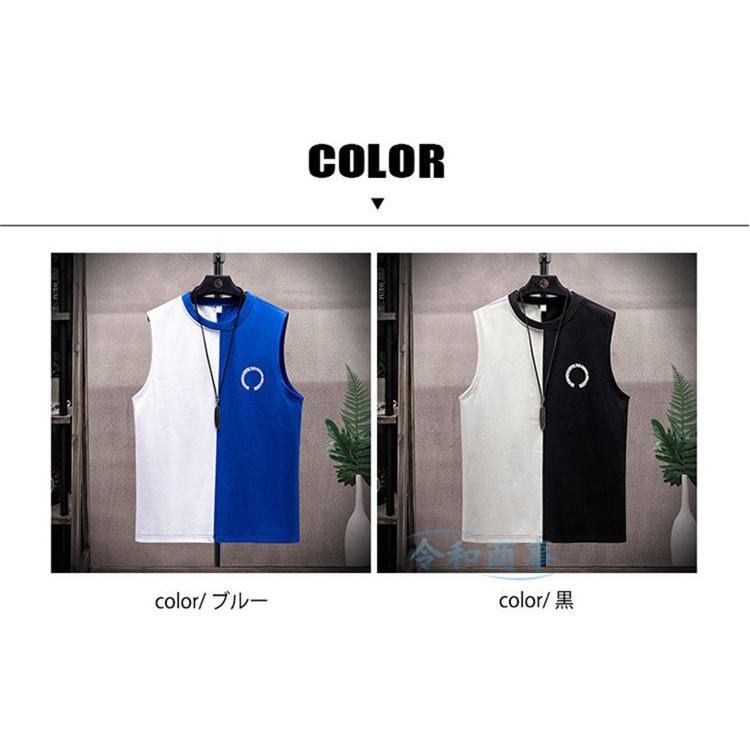 タンクトップ メンズ ノースリーブ ベスト 切り替え 配色 丸形英語柄 無袖tシャツ 夏 大きいサイズ 2022メンズファッション :jx0210a0703:Nunose - 通販 ...