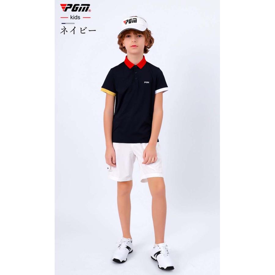 【PGM】ゴルフウェア キッズ ジュニア 子供 ボーイズ 半袖 シャツ Tシャツ ポロシャツ 登山 130cm 140cm 150cm 子供服長袖 デザイン 2色カラー レーニング ...