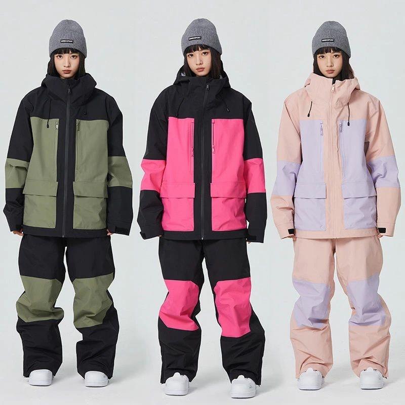 送料無料 スノーボードウェア 上下セット セットアップ 切り替え 配色 2点セット ジャケット アウター ロングパンツ ボトムス ズボン レディース メンズ スノボ ...