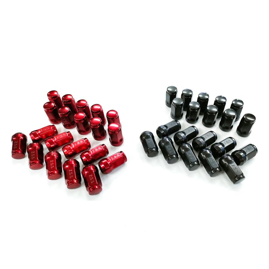 Z.S.S. AP 35mm ホイールナット レッド・ブラック 防錆処理済 M12xP1.25 【個数・色 選択可】 スチール製 ナット 日産 スバル スズキ 赤 黒 Lug Nuts ZSS ...