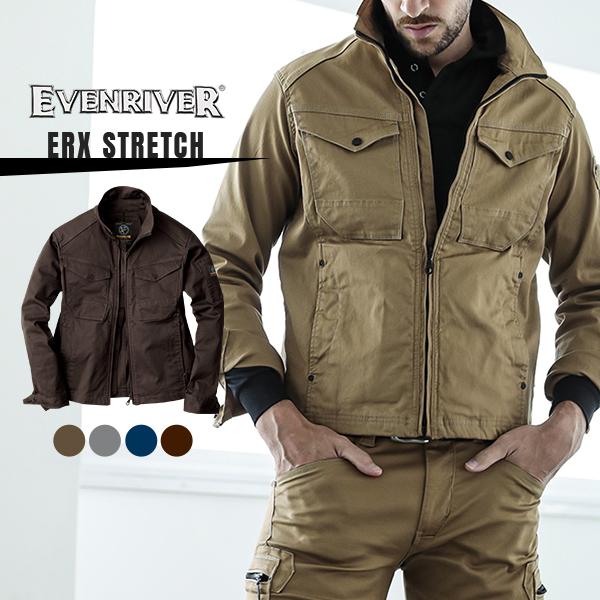 イーブンリバー 作業着 EVENRIVER ジャケット ブルゾン 通年 ワークウェア 作業服 ストレッチ 綿 ERX207 ワークジャケット 上着 ワークブルゾン かっこいい :even-16 ...
