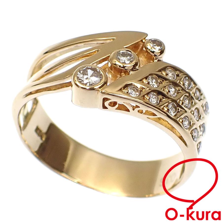 ダイヤモンド リング レディース K18YG 16号 0.13ct/0.15ct 4.0g 指輪 750 18金 イエローゴールド 中古 : 大蔵質店 - 通販 - Yahoo!ショッピング