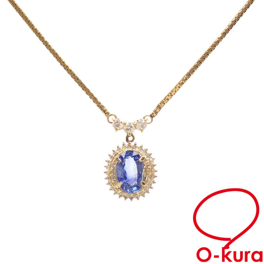 サファイア ダイヤモンド ネックレス レディース K18YG S1.60ct/D0.40ct/0.19ct 5.5g 18金 中古 : 大蔵質店 - 通販 - Yahoo!ショッピング