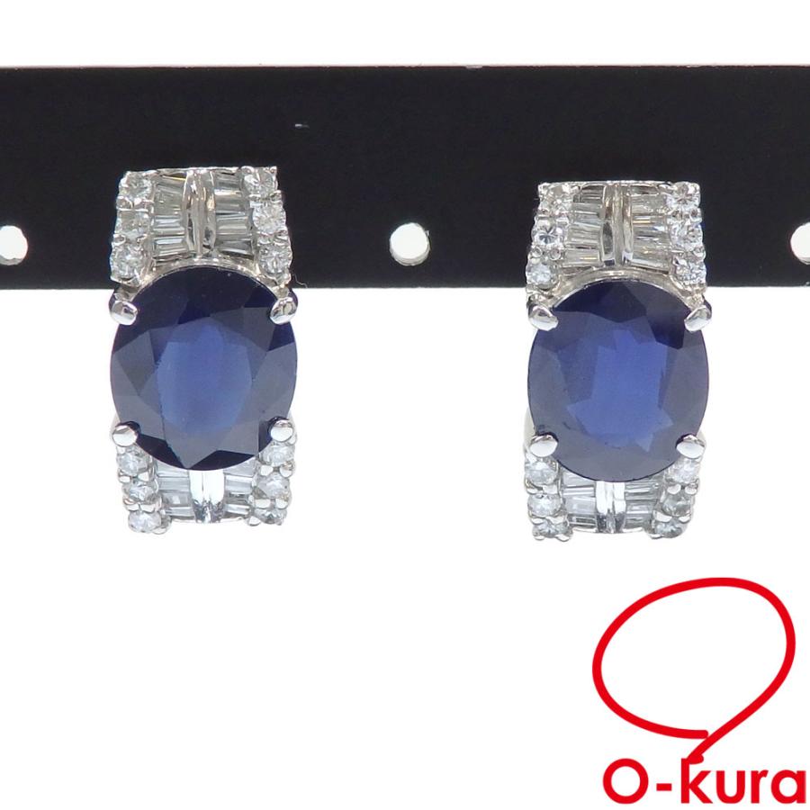 サファイア ダイヤモンド ピアス レディース Pt900 S2.848ct/2.634ct/D0.39ct/0.39ct 9.7g プラチナ 中古 : 大蔵質店 - 通販 - Yahoo!ショッピング