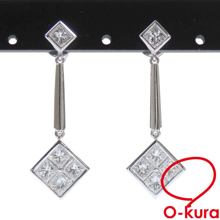 ダイヤモンド ピアス レディース K18WG 2.06ct 4.9g 18金 ホワイトゴールド 750 プリンセスカット 中古 : 大蔵質店 - 通販 - Yahoo!ショッピング