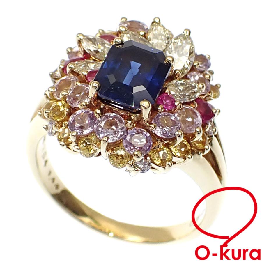 マルチカラー リング レディース K18YG 13号 2.04ct/0.62ct/0.07ct/1.44ct 8.2g 指輪 750 中古 : 大蔵質店 - 通販 - Yahoo!ショッピング