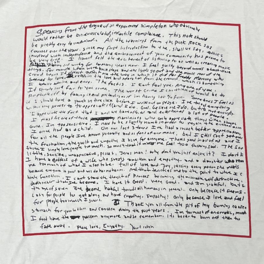 Kurt Cobain / カートコバーン 遺書 Tシャツ Suicide Note ニルヴァーナ : オーエム - 通販 - Yahoo ...