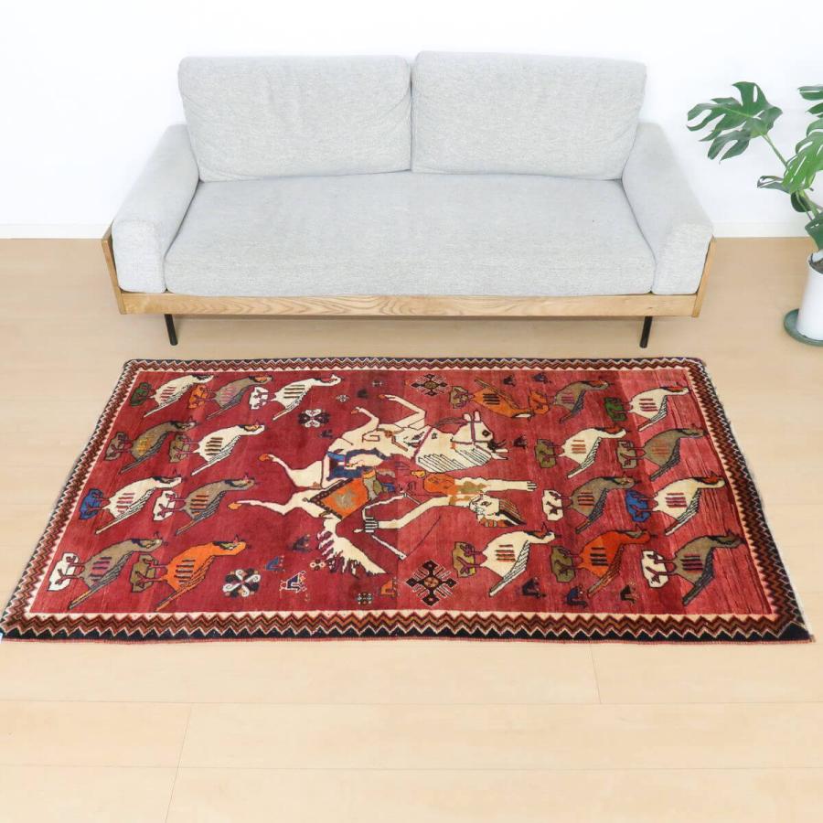 ギャッベ オールド カシュガイ 196×111cm 手織り イラン製 ウール100％ リビング ダイニング ラグマット（AL-4196） : オリエンタルムーン - 通販 - Yahoo!ショッピング