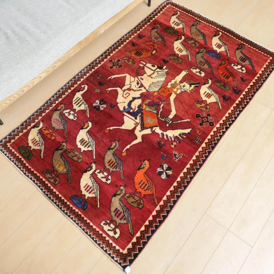 ギャッベ オールド カシュガイ 196×111cm 手織り イラン製 ウール100％ リビング ダイニング ラグマット（AL-4196） : オリエンタルムーン - 通販 - Yahoo!ショッピング