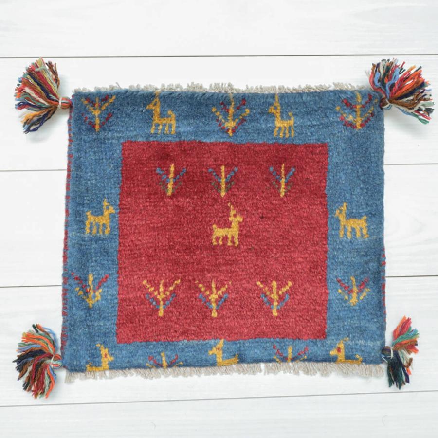 ギャッベ／ギャッベ 36×42cm イラン産 手織り リビング ウール ラグ ラグマット（BP-12488） : オリエンタルムーン - 通販 ...