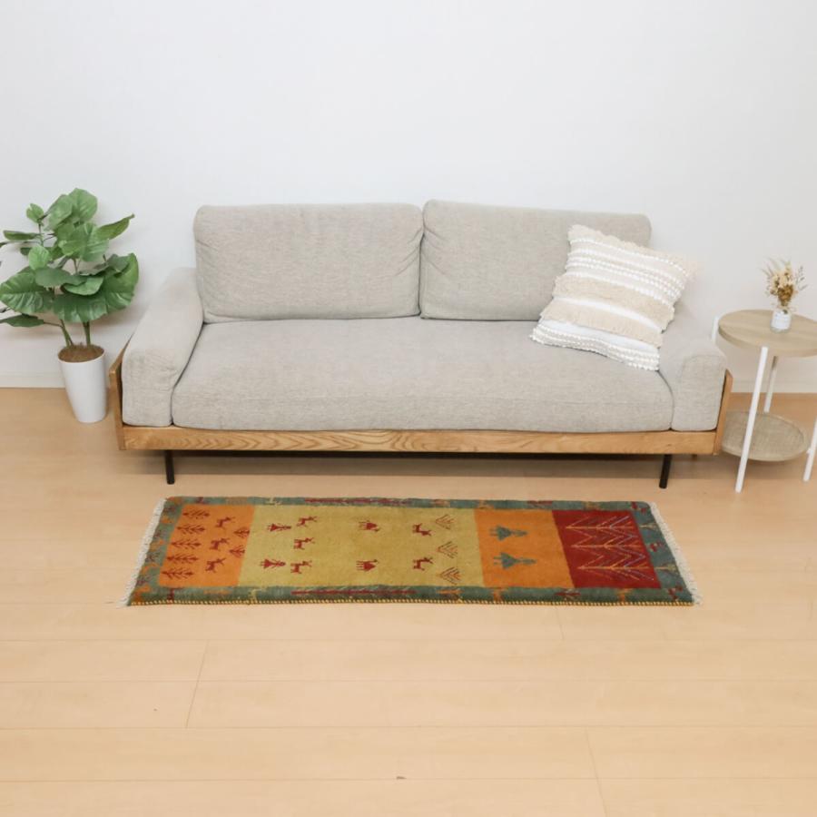 ギャッベ／ギャッベ 152×53cm イラン産 手織り リビング ウール ラグ ラグマット（BR-12466） : オリエンタルムーン ...