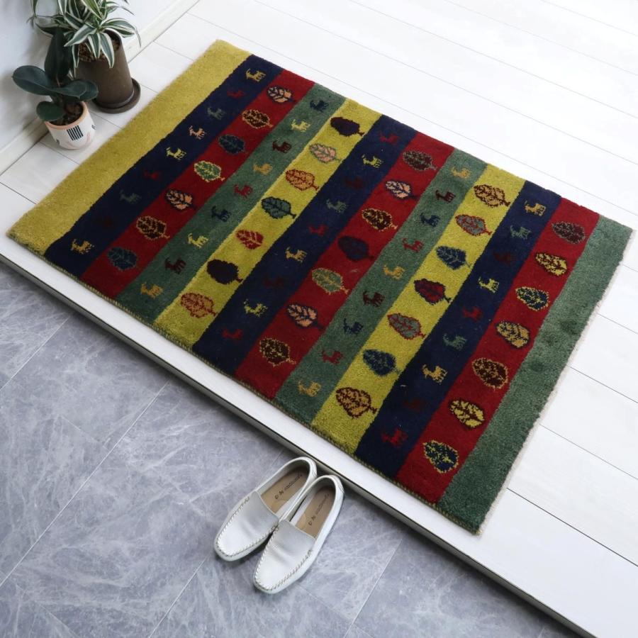 ギャッベ／ラティーフ 126×82cm イラン産 手織り リビング ウール ラグ ラグマット（BS-11536） : オリエンタルムーン - 通販 - Yahoo!ショッピング