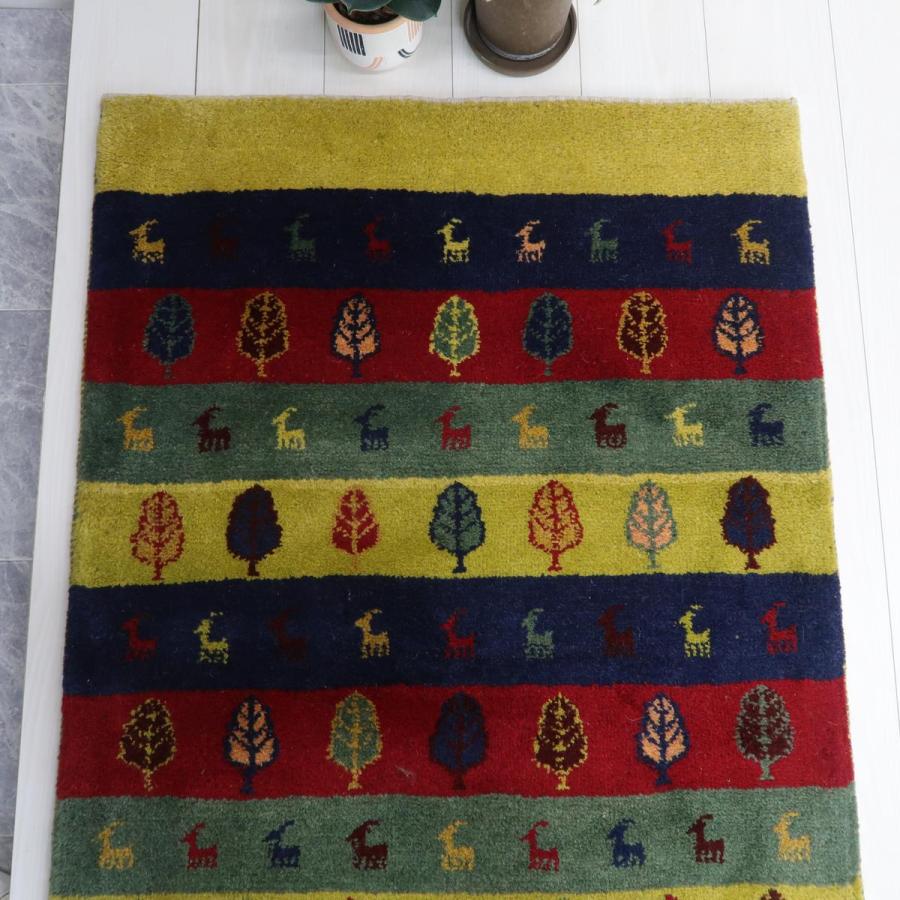 ギャッベ／ラティーフ 126×82cm イラン産 手織り リビング ウール ラグ ラグマット（BS-11536） : オリエンタルムーン - 通販 - Yahoo!ショッピング