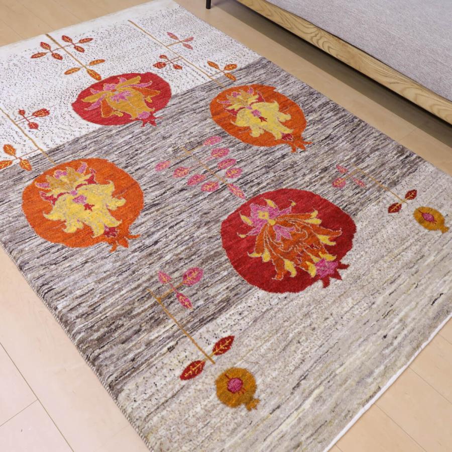 ギャッベ／ルリバフ 204×142cm イラン産 手織り リビング ウール ラグ ラグマット（HL-12404） : オリエンタルムーン - 通販 - Yahoo!ショッピング