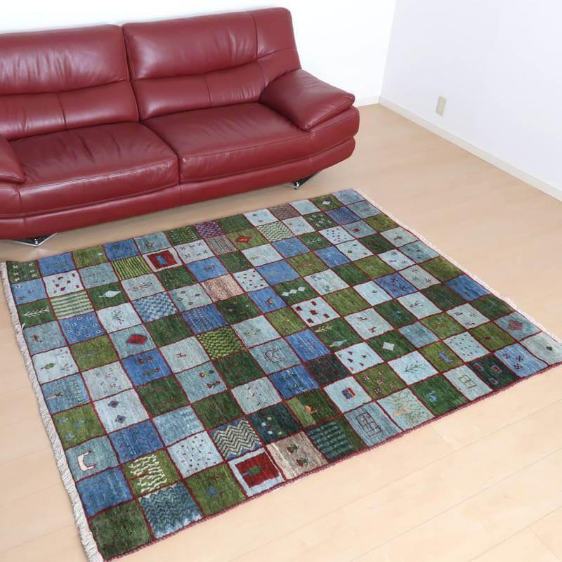 プレミアムギャッベ／ホシナマイ（カシュクリ） 195×155cm イラン産 手織り ウール ラグ リビング ダイニング 大判 （HL-42272） : オリエンタルムーン - 通販 ...