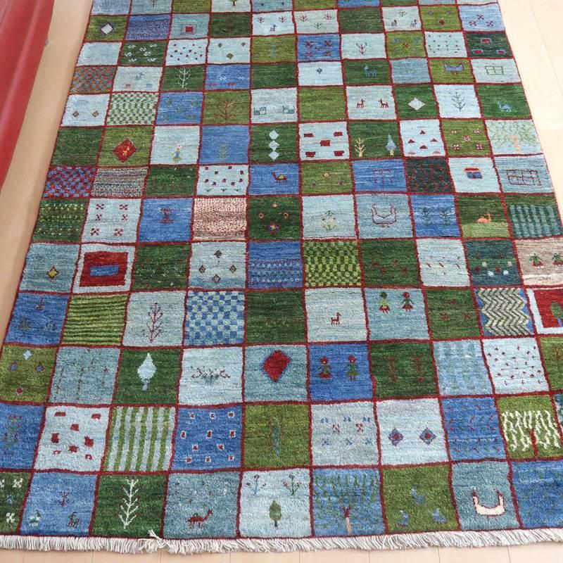 プレミアムギャッベ／ホシナマイ（カシュクリ） 195×155cm イラン産 手織り ウール ラグ リビング ダイニング 大判 （HL-42272） : オリエンタルムーン - 通販 ...