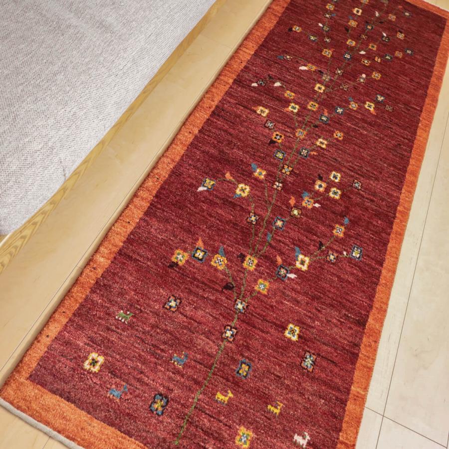 ギャッベ／ルリバフ 203×69cm イラン産 手織り リビング ウール ラグ ラグマット（HR-12018） : hr-12018 : オリエンタルムーン - 通販 - Yahoo!ショッピング