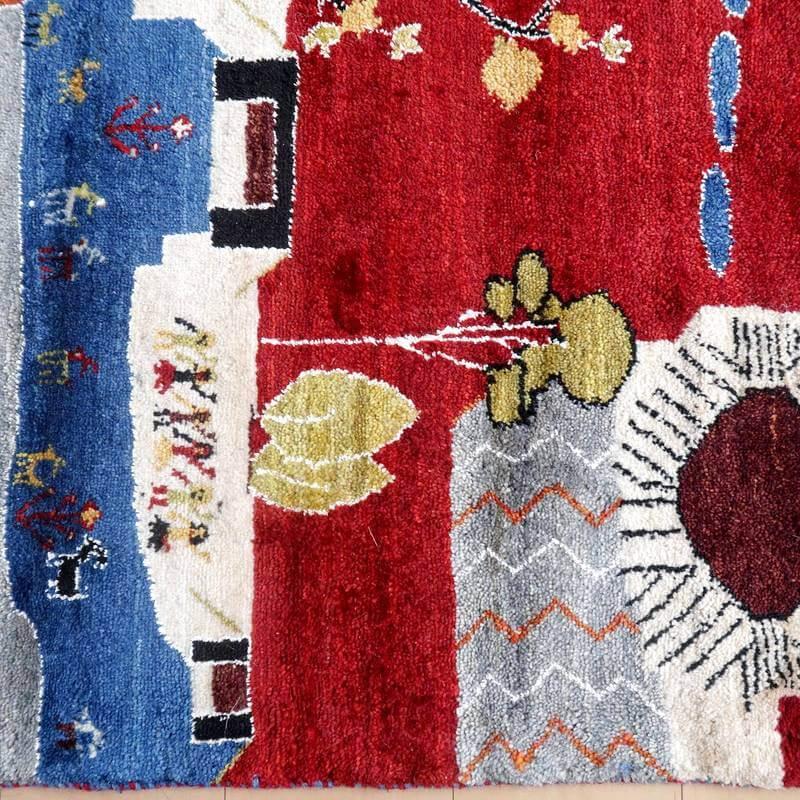 プレミアムギャッベ 絨毯／ホシナマイ（ルリバフ） 87×65cm イラン産 ギャベ 手織り 玄関マット ウール ラグ ラグマット （HSS-77710） : オリエンタルムーン - 通販 ...