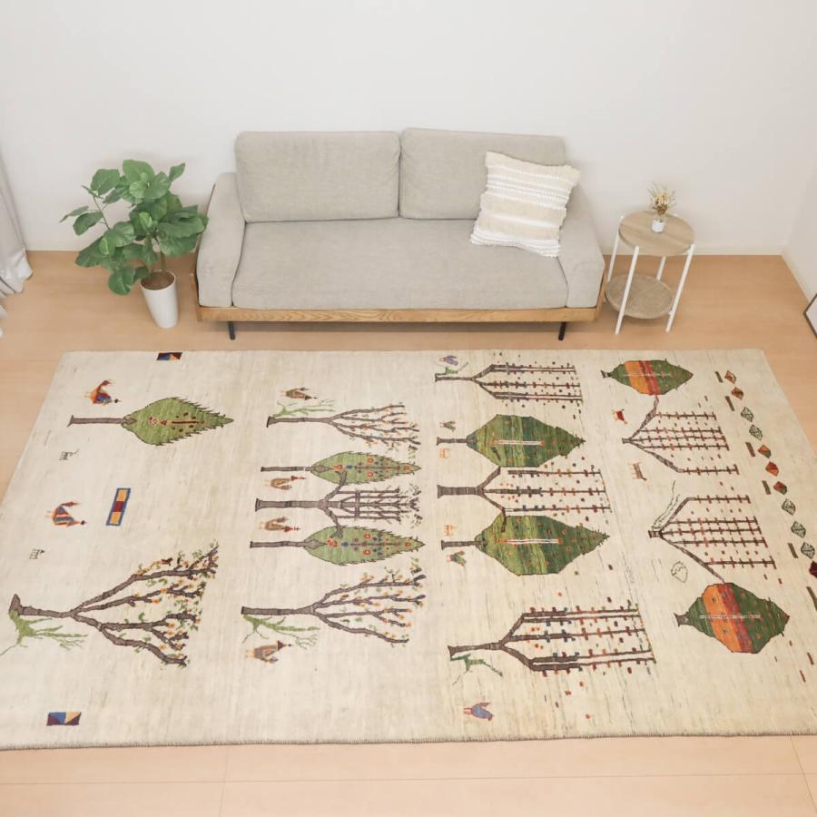 ギャッベ／ルリバフ 340×193cm イラン産 手織り リビング ウール ラグ ラグマット（HX-12453） : オリエンタルムーン - 通販 - Yahoo!ショッピング