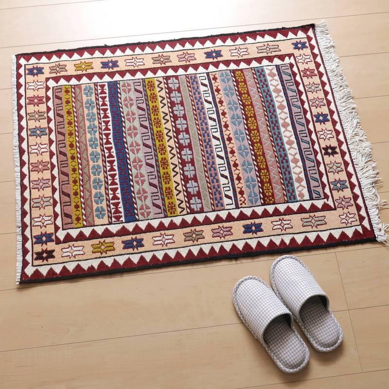 キリム ラグマット イラン・アゼルバイジャン産 94×72cm 玄関マット 手織り ラグ おしゃれ ウール カーペット（KSS-8） : オリエンタルムーン - 通販 - Yahoo!ショッピング