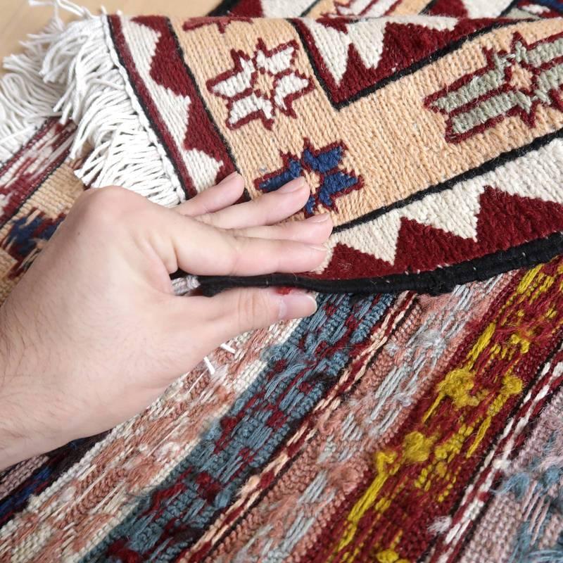 キリム ラグマット イラン・アゼルバイジャン産 94×72cm 玄関マット 手織り ラグ おしゃれ ウール カーペット（KSS-8） : オリエンタルムーン - 通販 - Yahoo!ショッピング