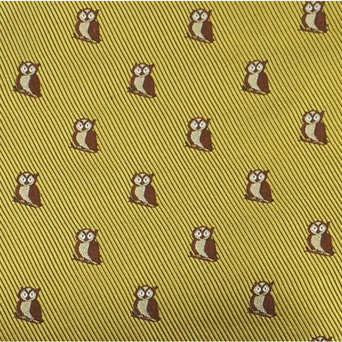 メンズ シルク アスコット ふくろう スカーフ （イタリア マレリー社