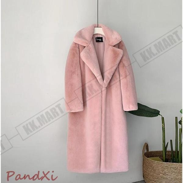 ファーコート レディース コート ロング丈 フェイクファー 無地 防寒