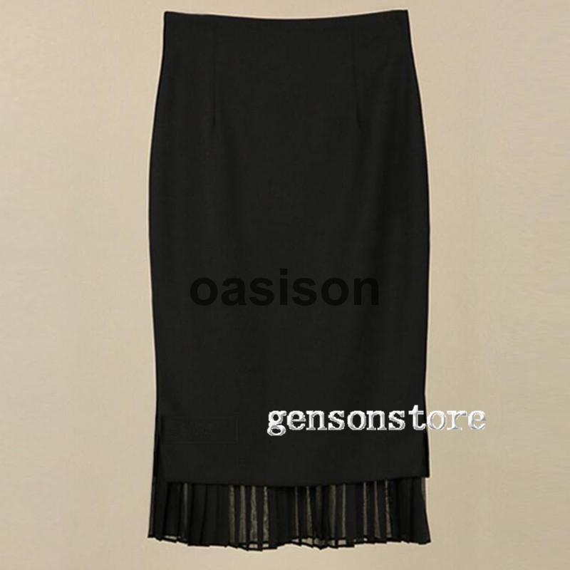 プリーツドッキングスカート ロング ミモレ丈 レディース アシンメトリー タイトスカート 無地 膝下 サイドスリット 女性 ハイウエスト ペンシルスカート 優雅OL : Oasis On ...