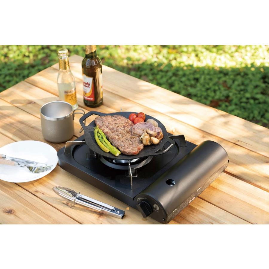 CAPTAIN STAG CAPTAINSTAG(キャプテンスタッグ) ラウンド グリルプレート 20cm UG-1591 ガス火 IH対応 アルミ製 アウトドア キャンプ ソロキャンプ 朝活 ...