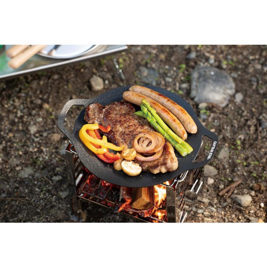 CAPTAIN STAG CAPTAINSTAG(キャプテンスタッグ) ラウンド グリルプレート 20cm UG-1591 ガス火 IH対応 アルミ製 アウトドア キャンプ ソロキャンプ 朝活 ...