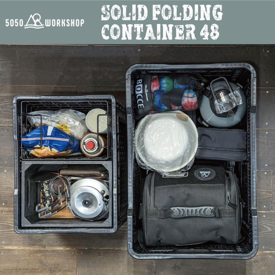 50/50 workshop ソリッドファールディングコンテナ48 SOLID FOLDING CONTAINER 48 収納 コンテナ 折り畳み可能 ブラック コンテナボックス : オブザ ...