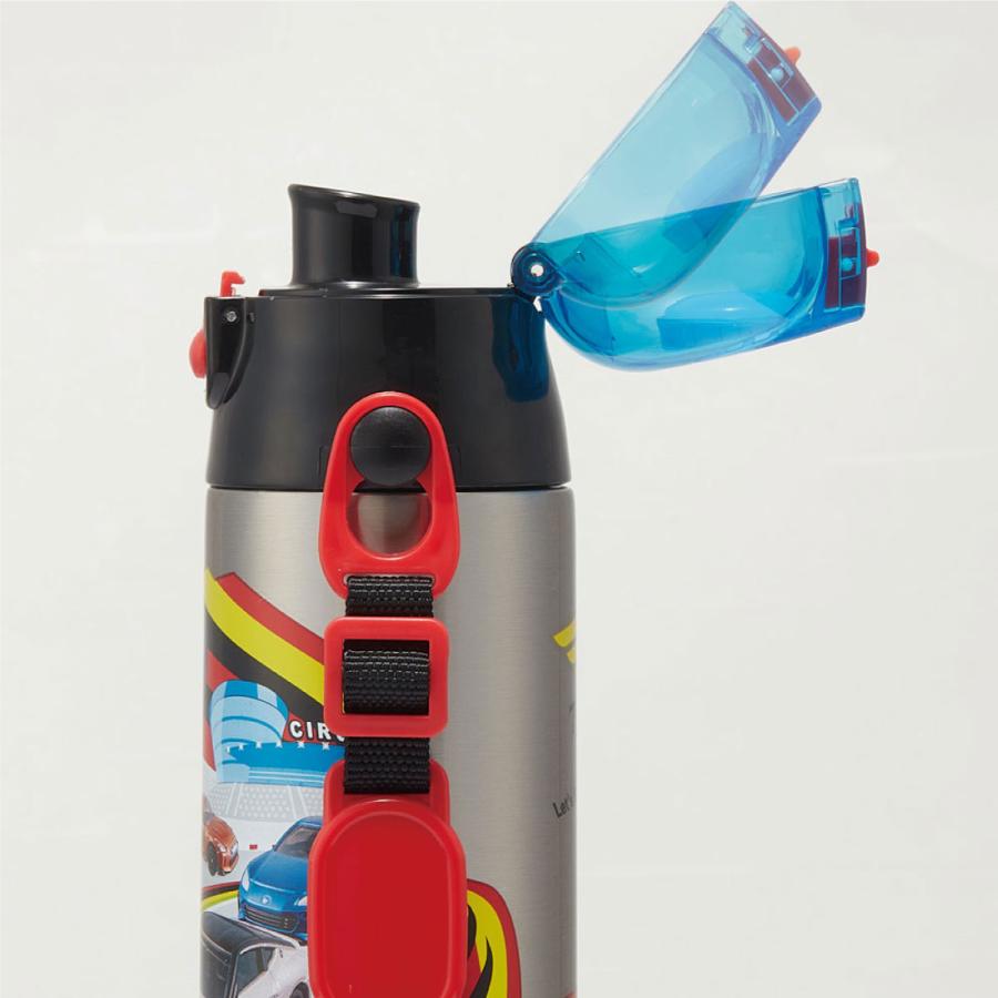 【箱訳あり超特価】水筒 キッズ 直飲み ワンタッチ ステンレス 保冷 保温 軽い 580ml キャラクター 子供 スケーター トミカ 車 くるま 2WAY コップ 紐付き ...