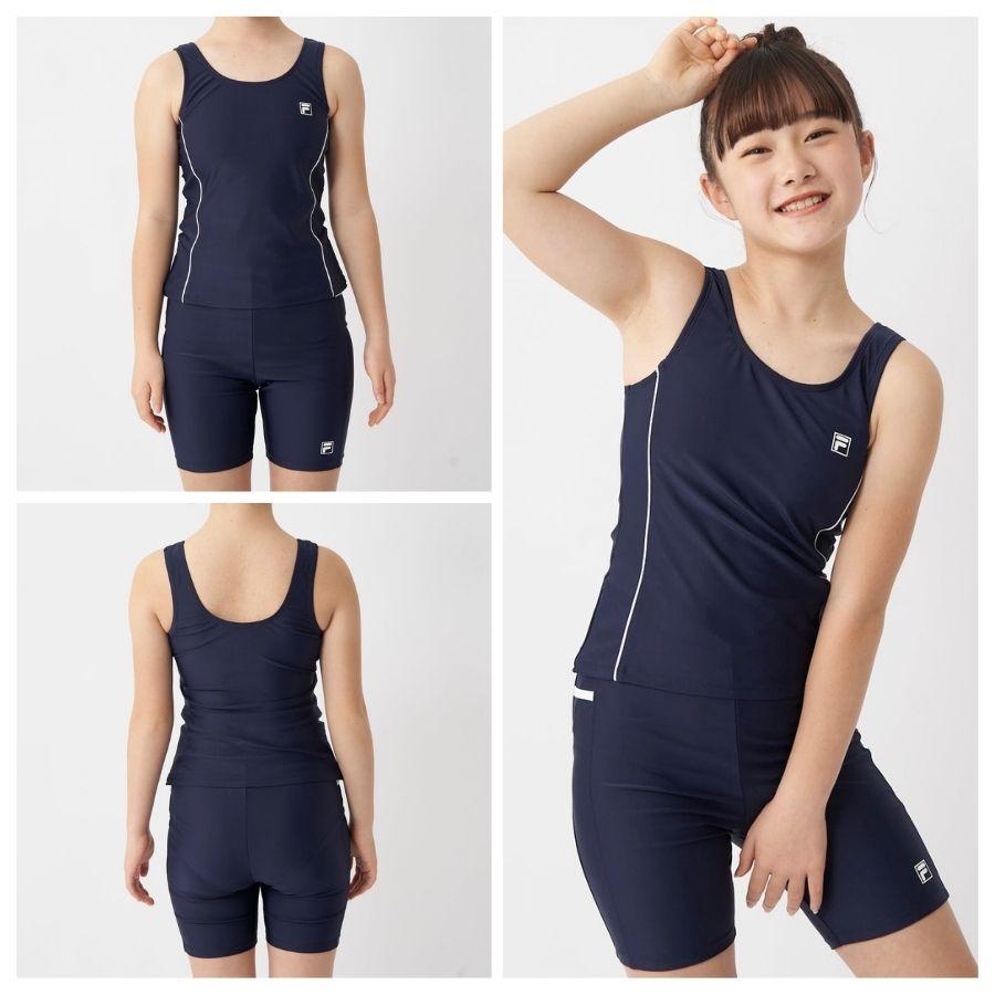 FILA スクール水着 女子 子供 セパレート キッズ 女の子 子ども UVカット 小学生 中学生 入学準備 大きいサイズ めくれ防止 130 ...