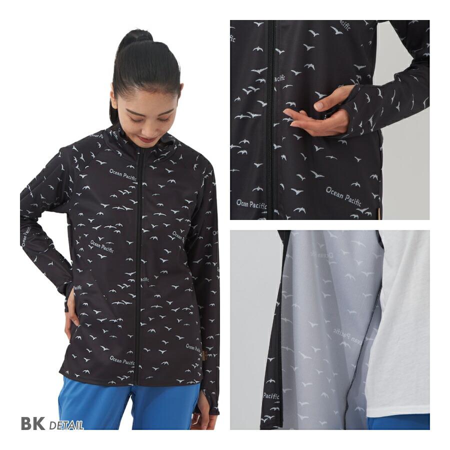レディースUVウェア スタンドネックフルジップジャケット 指穴付き バード柄 222609 : 222609 : OCEANweb Yahoo ...