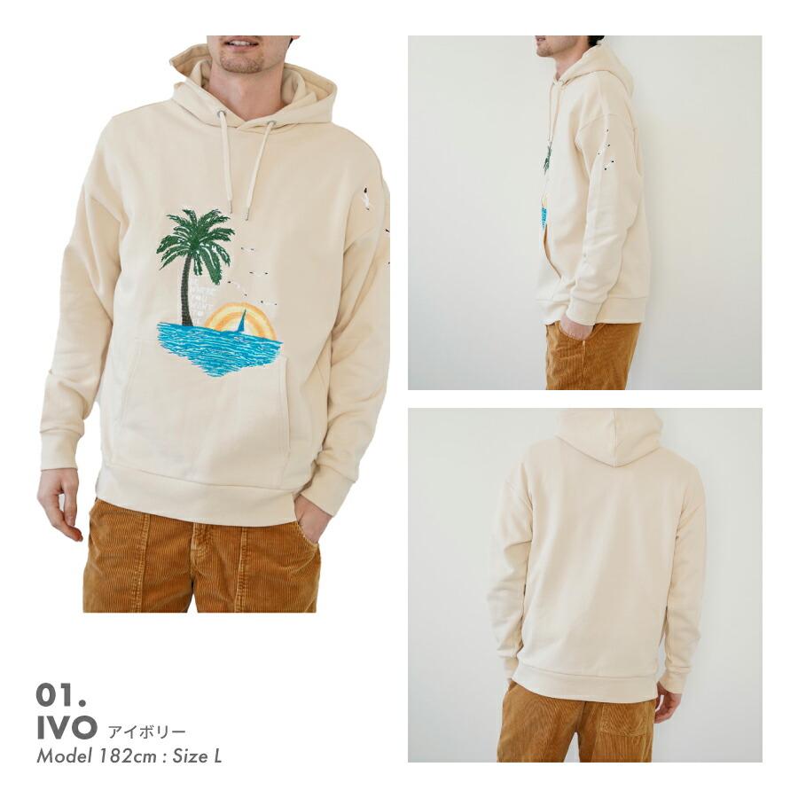 Ocean Pacific メンズ ユニセックス リゾート柄 刺繍 パーカー スウェット 長袖 カジュアル ウェア OP オーシャン ...