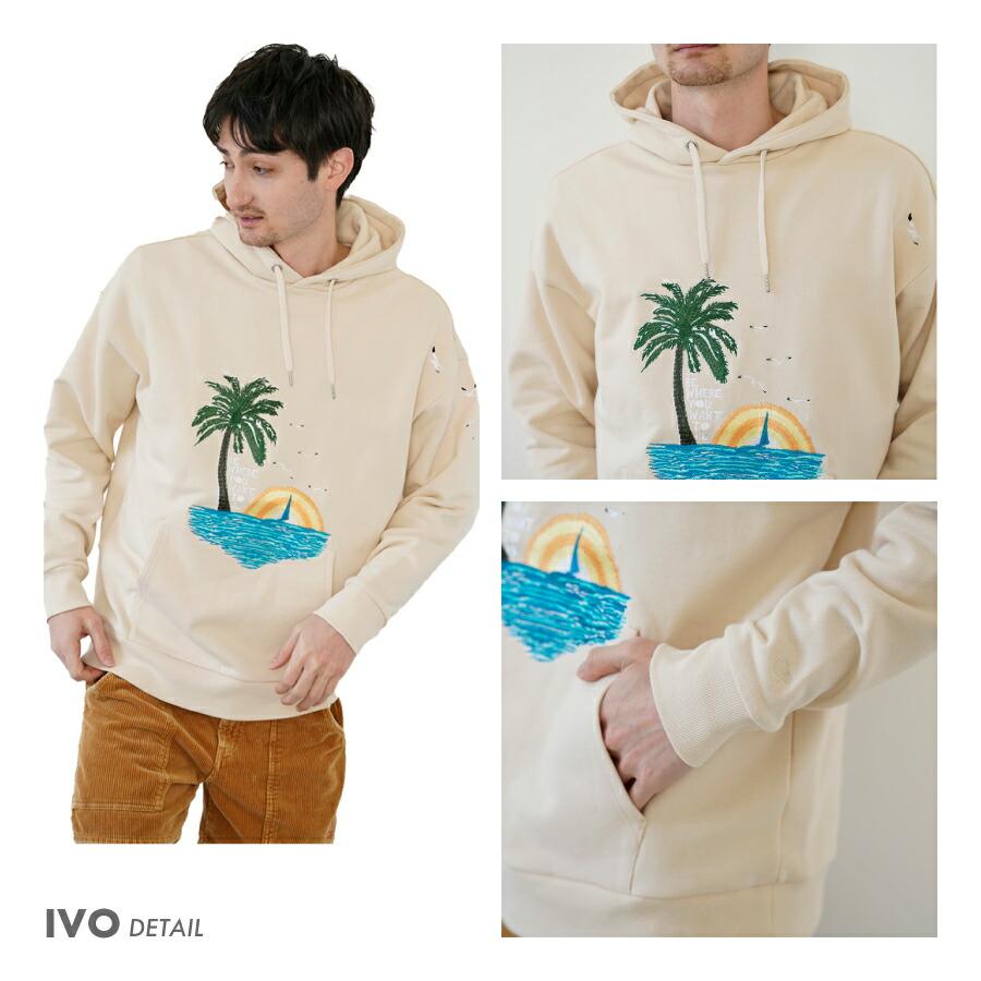 Ocean Pacific メンズ ユニセックス リゾート柄 刺繍 パーカー スウェット 長袖 カジュアル ウェア OP オーシャン ...