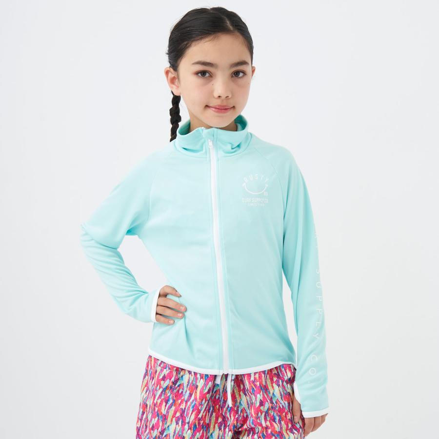 RUSTY ラッシュガード キッズ 子供 uvカットパーカー水着 長袖 男の子 女の子フルジップ フードなし 100 110 120 130 140 150 160 963463 ...